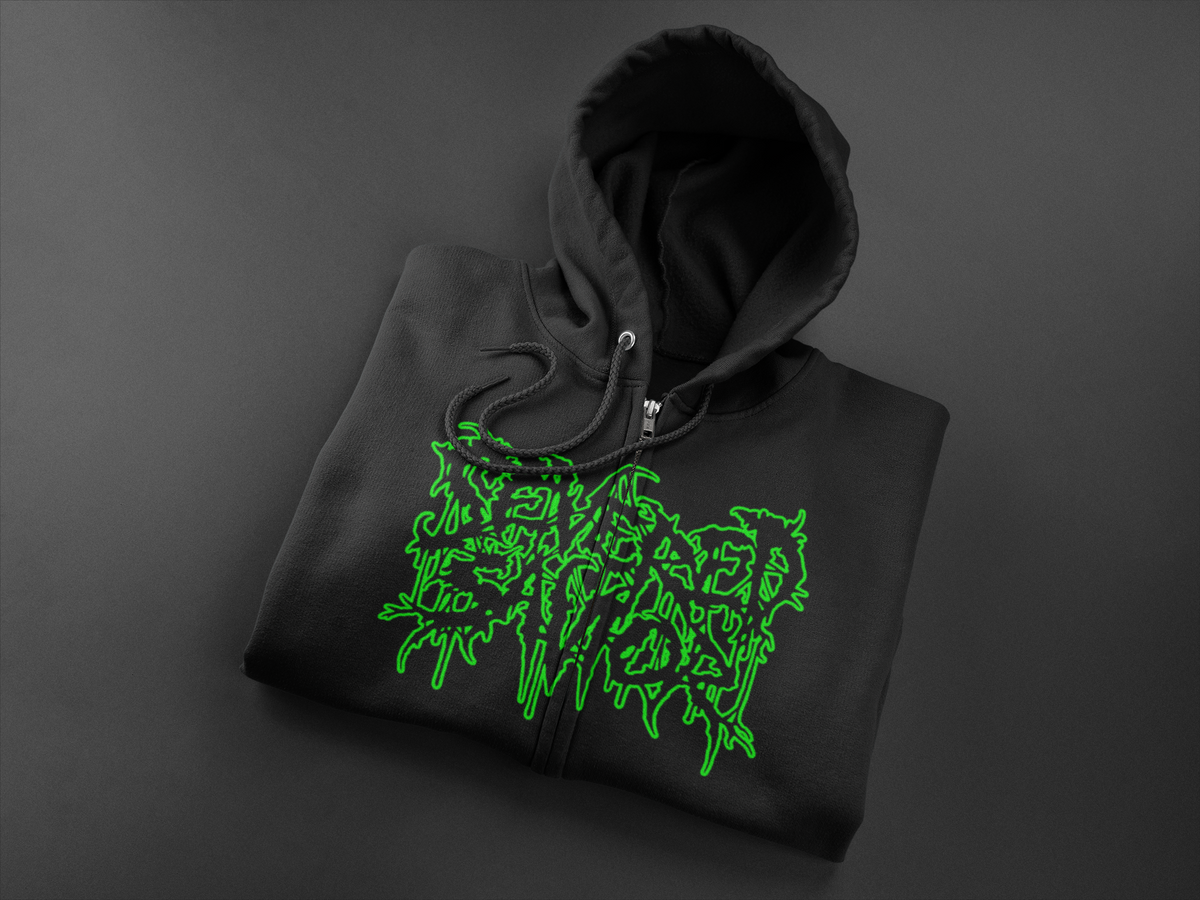 Severed Savior Outline Logo Zip Up Hoodie - Green – Death Metal Apparel