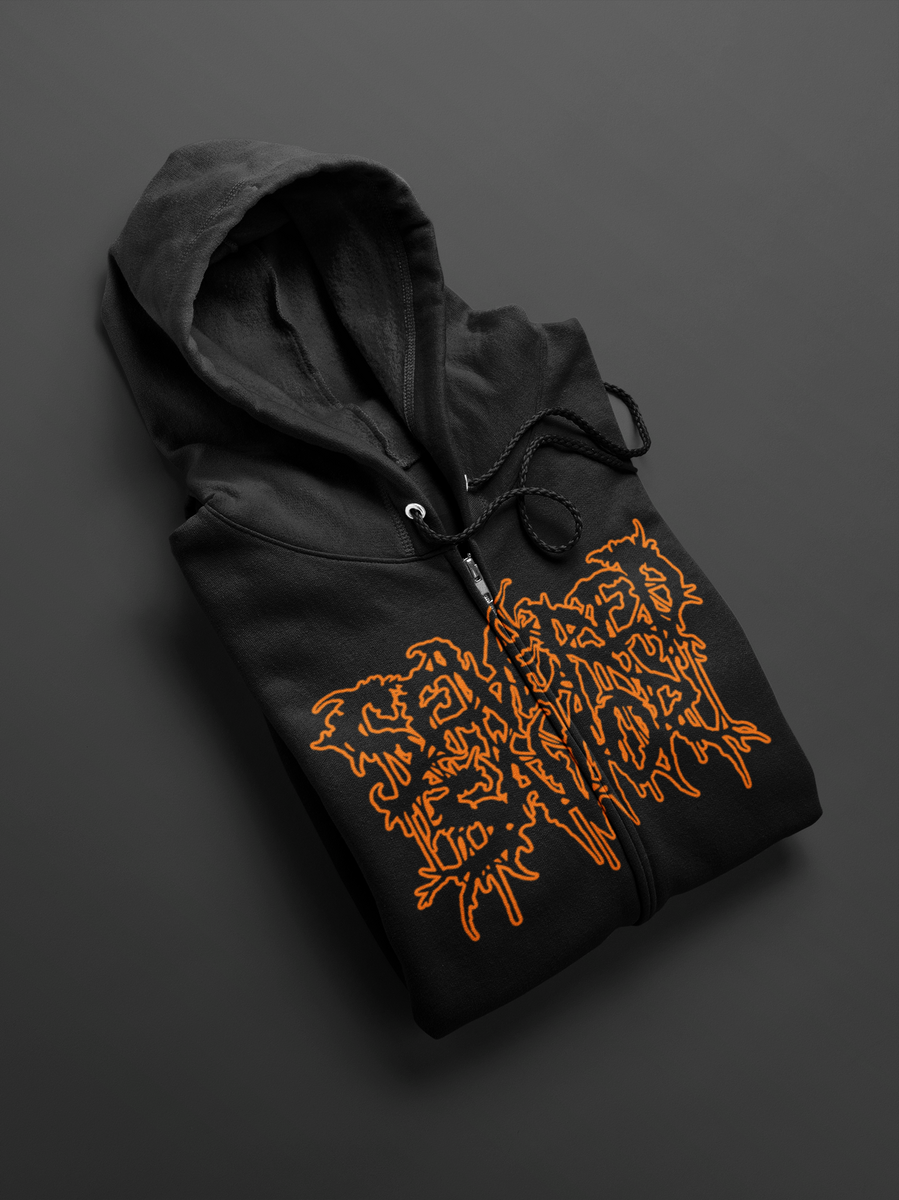 Severed Savior Outline Logo Zip Up Hoodie - Orange – Death Metal Apparel