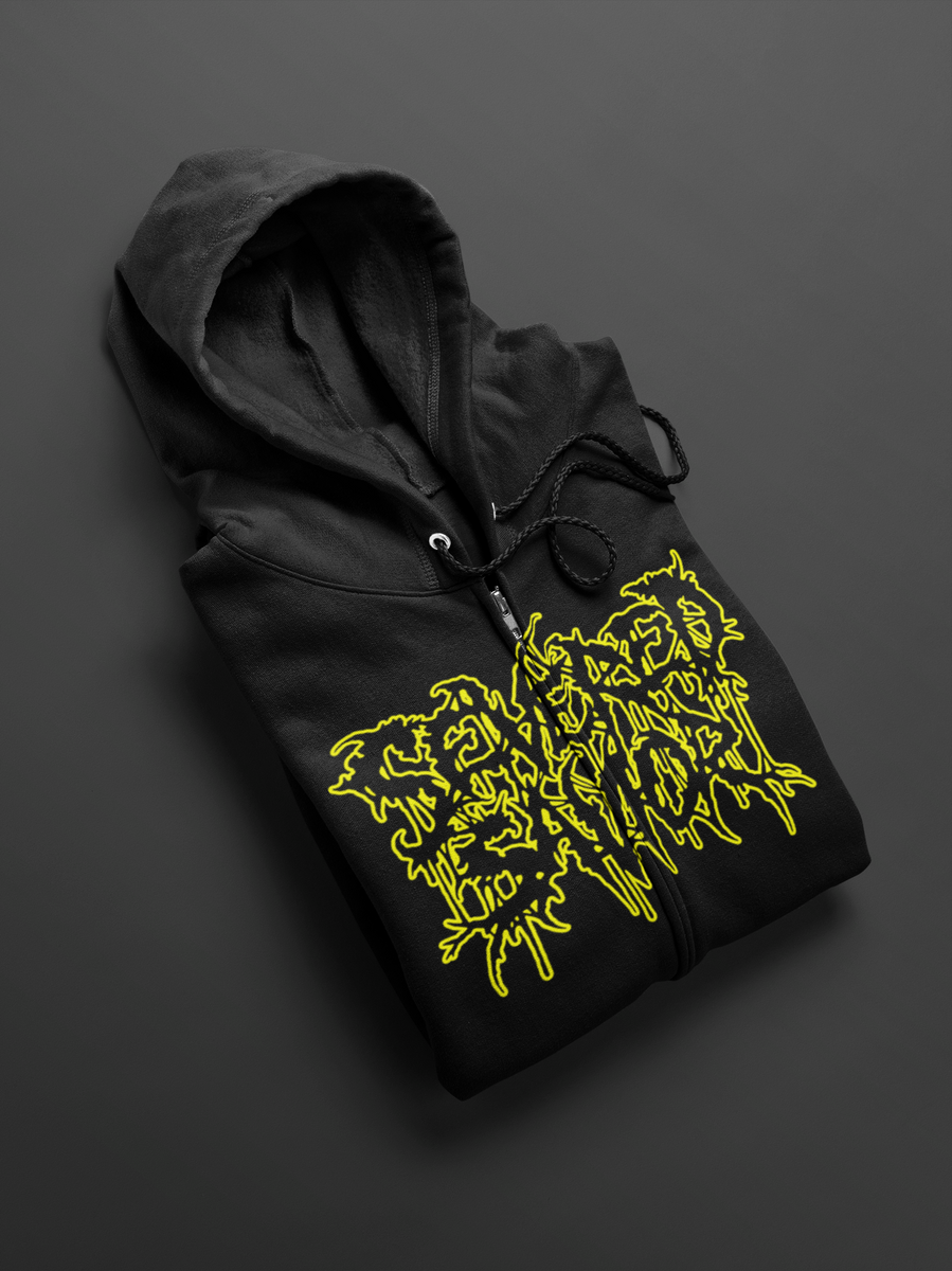 Severed Savior Outline Logo Zip Up Hoodie - Yellow – Death Metal Apparel