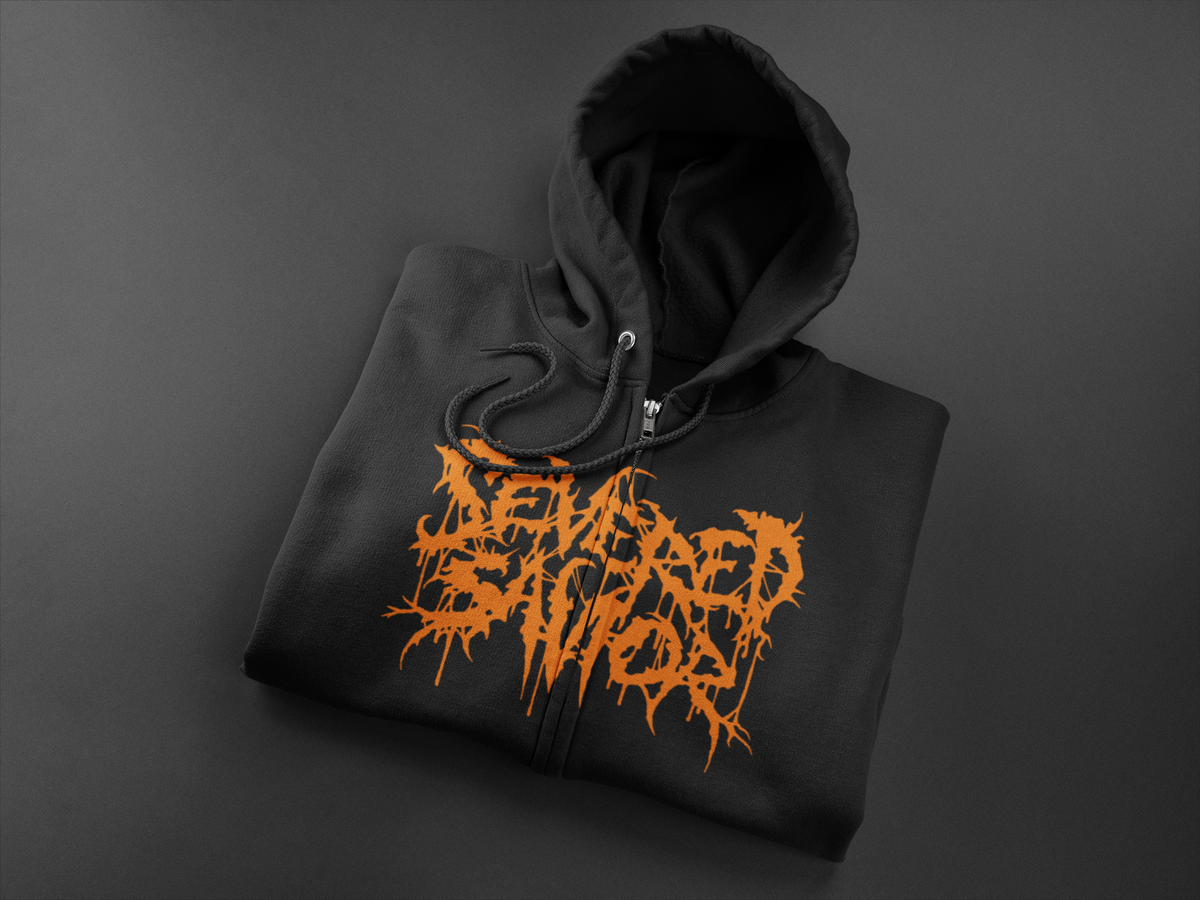 Severed Savior Logo Zip Up Hoodie - Orange – Death Metal Apparel